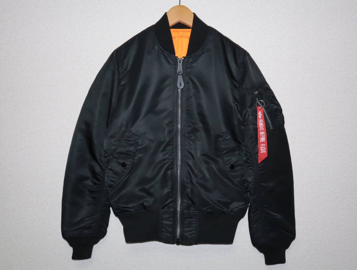【目立った傷や汚れなし】 ALPHA アルファ MA-1 フライト ジャケット ジャパンスペック メンズ X-SMALL XS ブラック 黒 20004 ミリタリー ボンバー ブルゾン ma1 ...