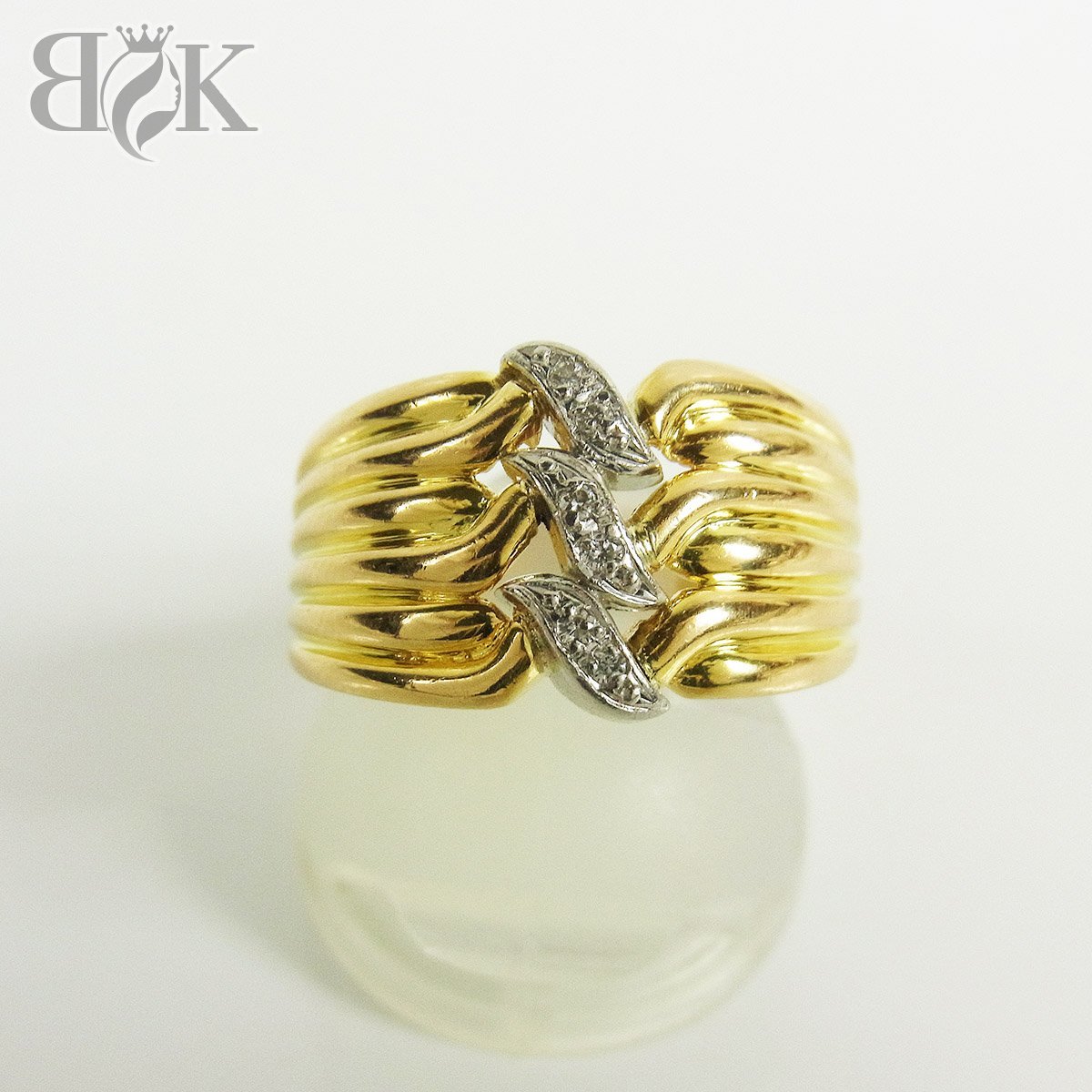 【やや傷や汚れあり】K18/Pt900 メレダイヤモンド レディース デザイン リング 造幣局検定入り 約7.4g 約14号 最大幅約11.5mm ゴールド 超音波洗浄済 中古品 ♪の落札情報 ...