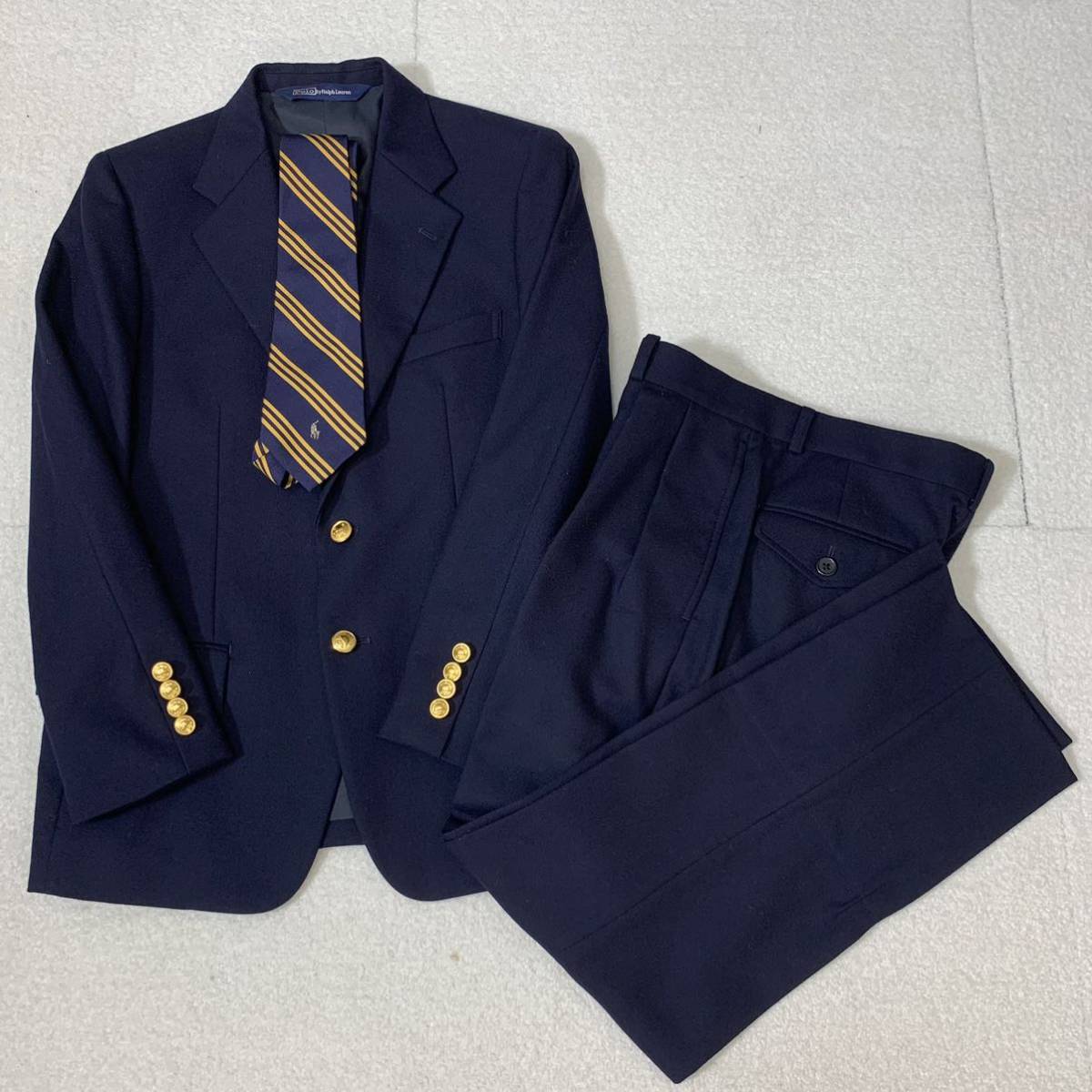 【目立った傷や汚れなし】5798.POLO RALPH LAUREN スーツ セットアップ 150cm ポロラルフローレン 金ボタン 卒業式 男の子 ネイビー 紺ブレ ネクタイの落札情報詳細 ...