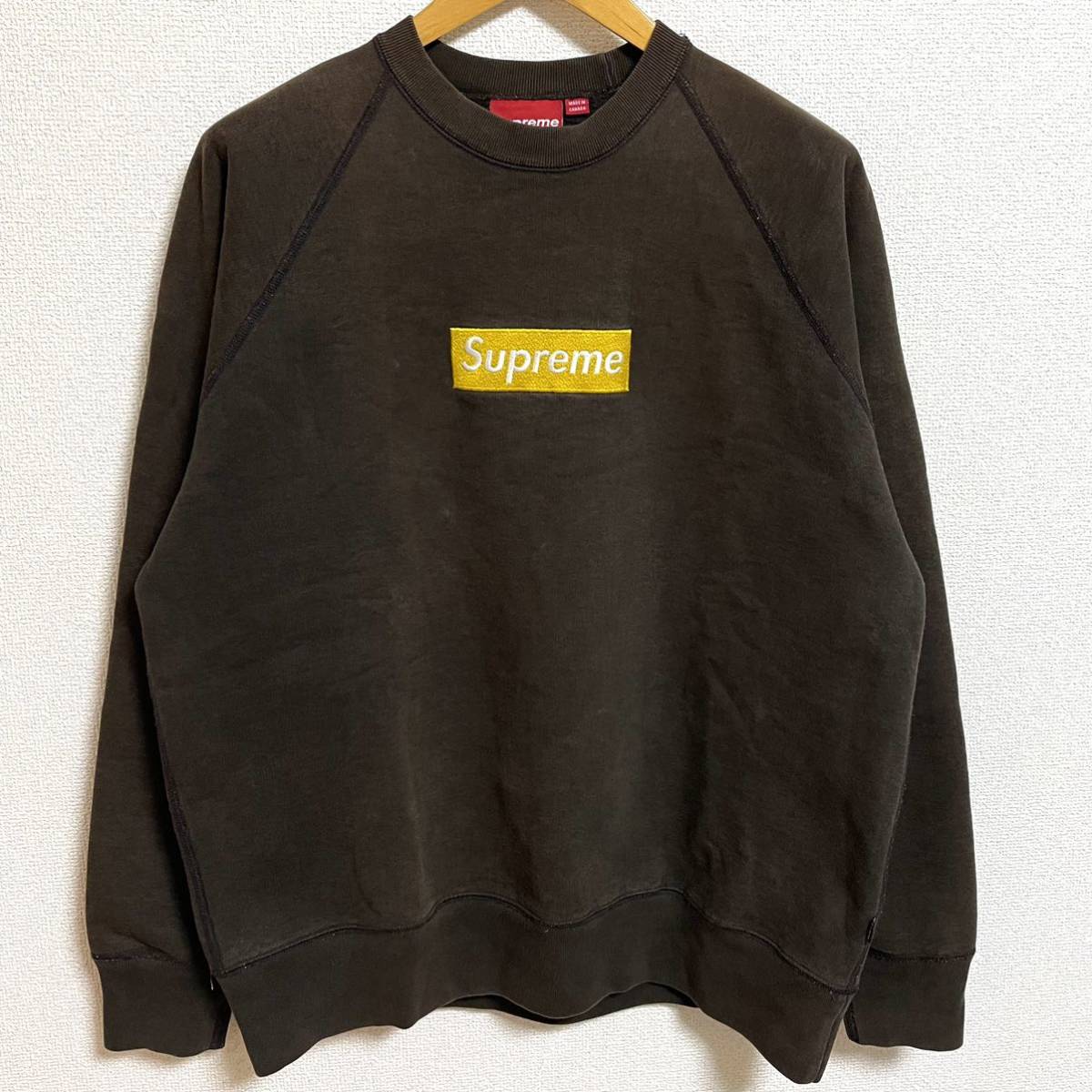 【やや傷や汚れあり】激レア Supreme Box Logo Crewneck Brown Yellow L 06aw 2006年 茶 黄色 ...