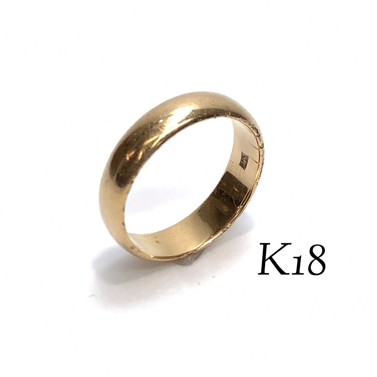 【傷や汚れあり】K18 平甲丸 リング 約21号 約7.4g 指輪 GOLD ゴールド 18金 750 18K 貴金属 刻印 メンズ レディース アクセサリー シンプル 平打ち 甲丸の落札情報 ...