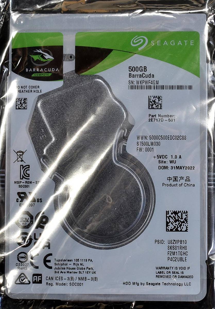 【未使用】(新品 未使用品) Seagate ST500LM030 ディスク容量 500GB 2.5インチ 7mm SATA 内蔵 HDD 2022製 送料無料 (管:EH22 x7sの落札 ...