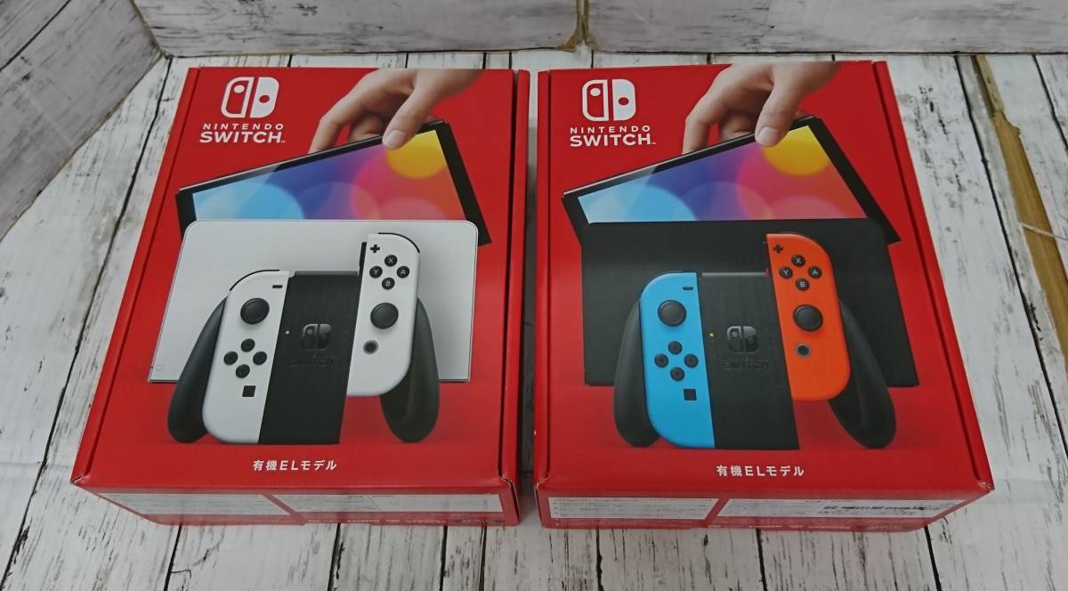 【未使用】E02-1980 1円スタート 未使用品 Nintendo Switch ニンテンドースイッチ 本体2台セット 有機ELモデル ...