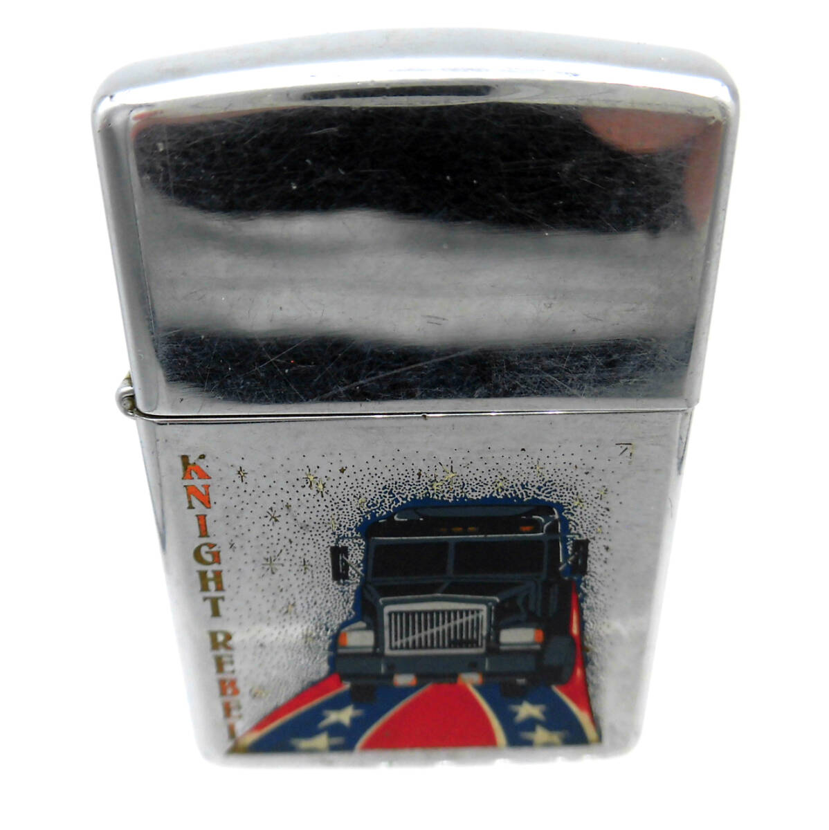 【目立った傷や汚れなし】90’S ZIPPO ジッポ 1992年製 KNIGHT REBEL ナイトレベル トラック オイルライター シルバー ...