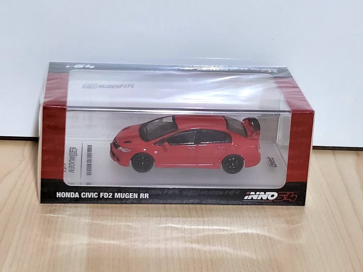 【未使用】1/64 未開封・未展示品 INNO MODELS HONDA CIVIC FD2 MUGEN RR RED IN64-FD2R ...