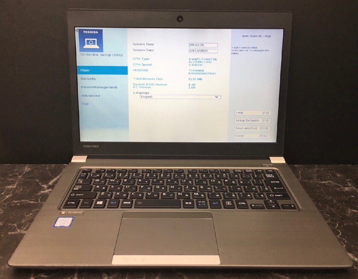 【全体的に状態が悪い】1円～ ジャンク 東芝 dynabook R63/J / 第7世代 / Core i5 7200U 2.50GHz / メモリ 8GB / SSD 256GB / 13. ...