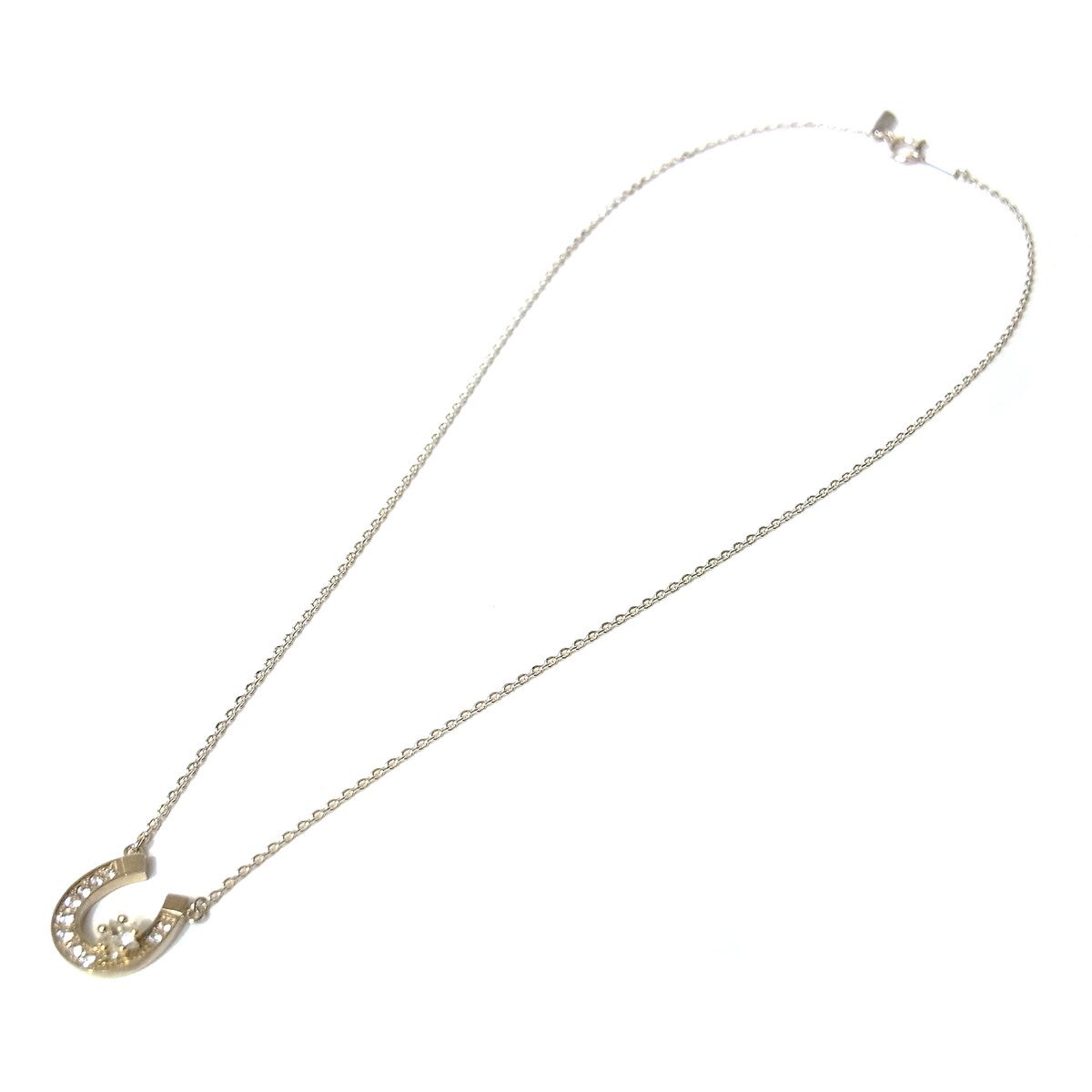 【傷や汚れあり】スタージュエリー 925 K18 デザインネックレス ホースシュー 馬蹄 透明石 シルバー イエローゴールド 全長約41.0cm 総重量約4.3g 洗浄済 〓の落札情報詳細 ...