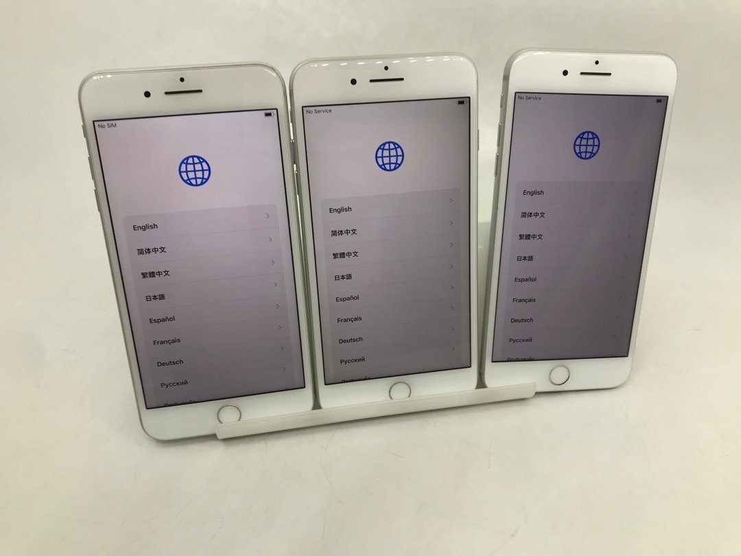 【やや傷や汚れあり】【au】Apple iPhone7 Plus MN6G2J/A A1785 3台セット 128GB シルバー iOS15.8.1 初期化済 SIMロック解除済 バッテリー ...