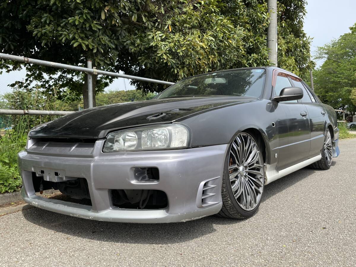 【走行距離 改ざん車歴km】千葉発☆キャンセルの為再出品☆機関良好☆日産☆スカイライン☆ER34☆25GT-V☆純正5速☆車高調☆社外デフ？☆ ...