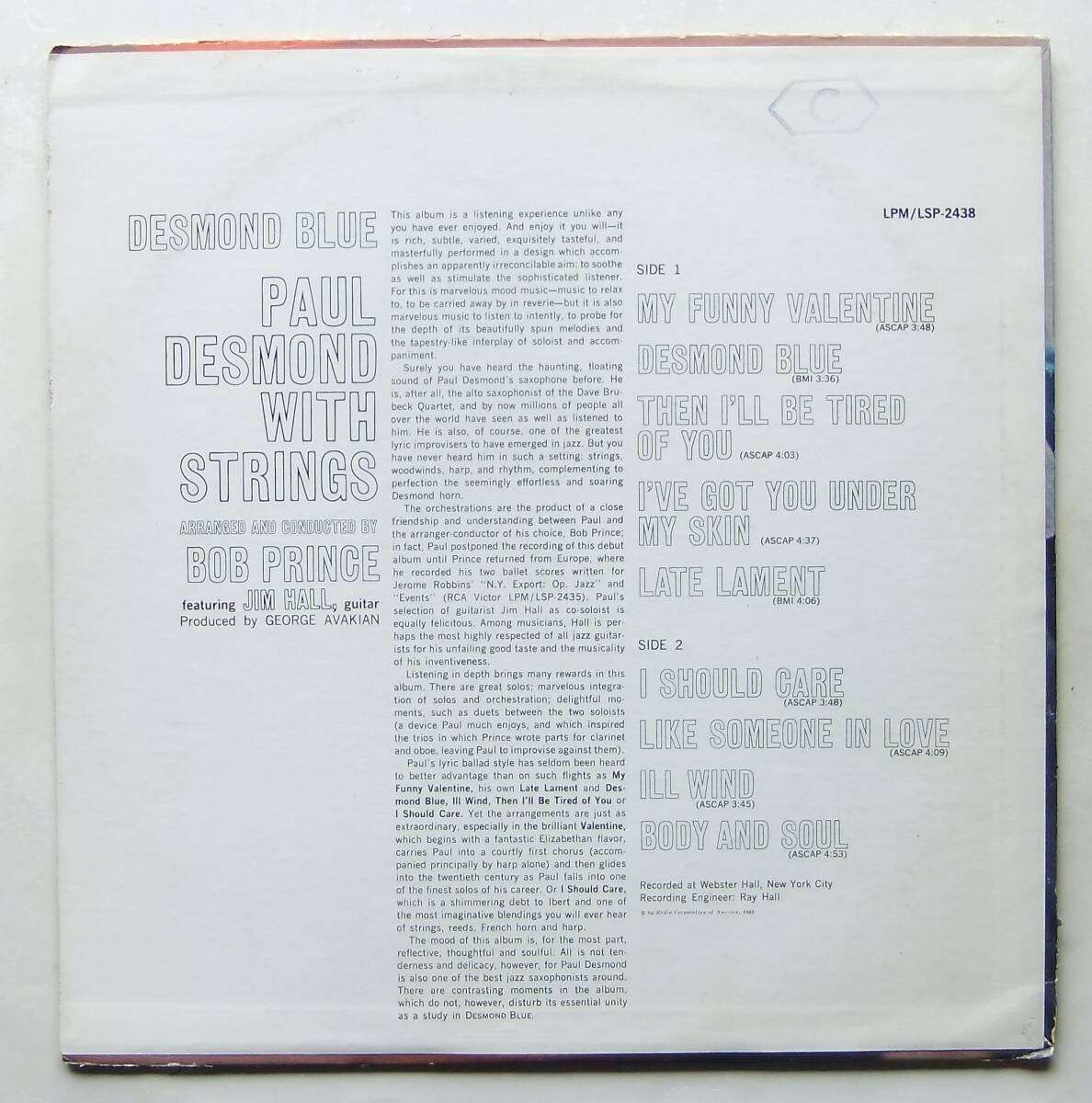 【未使用に近い】 PAUL DESMOND / Desmond Blue RCA Victor LPM-2438 (dog:dg) Wの落札 ...