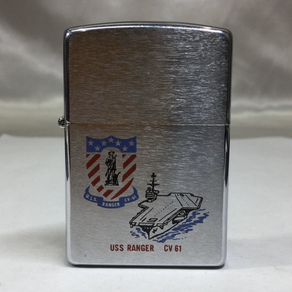 【やや傷や汚れあり】【ジャンク扱い/現状品/TO】ZIPPO ジッポライター USS RANGER CV61 オイルライター シルバー 喫煙具 ...