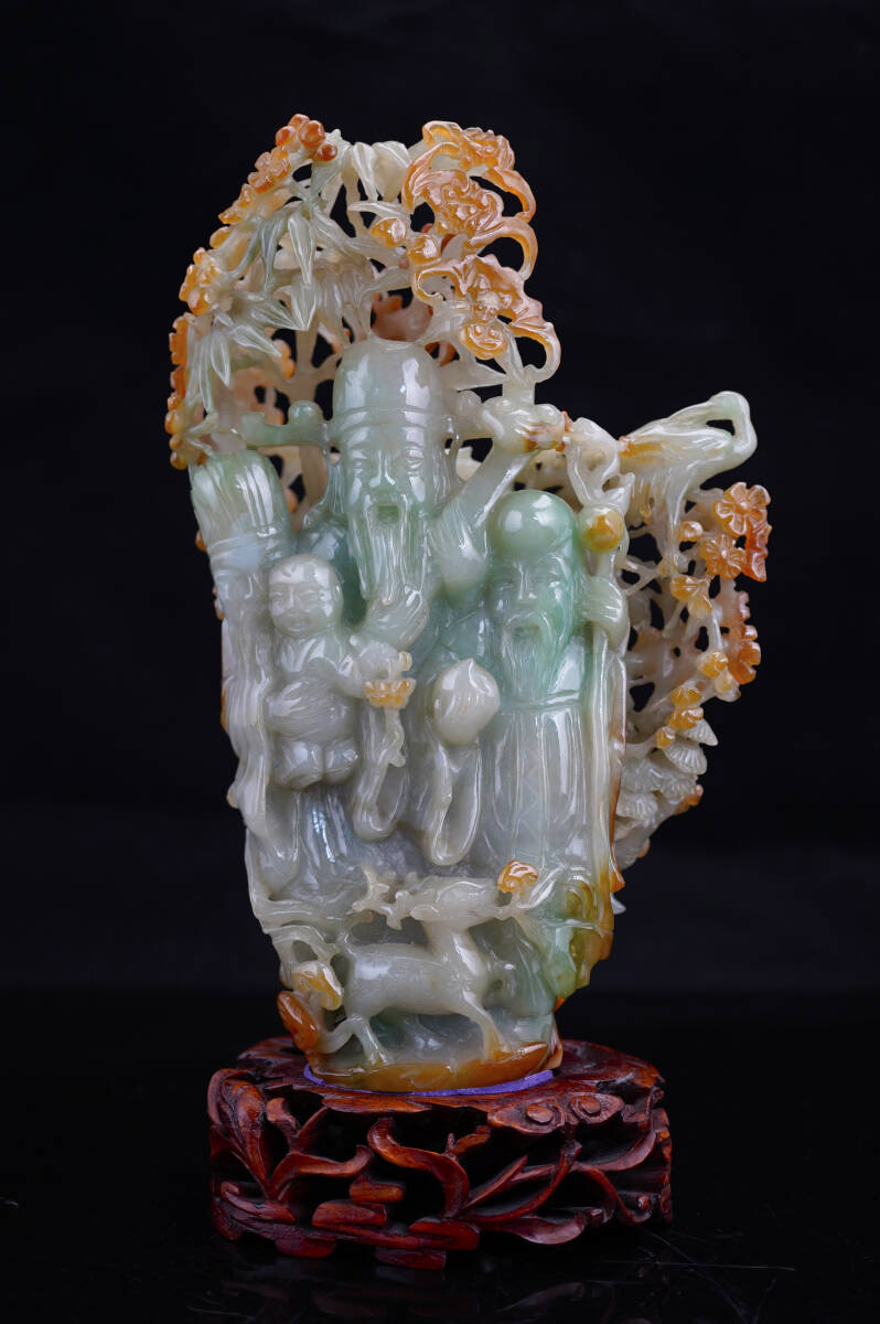【目立った傷や汚れなし】鳴】中国美術 翡翠 玉製 細工彫り 福禄寿 置物 台付き 共箱 247-10検：玉石 茶道具 鉄瓶 常滑焼 九谷 薩摩 華道具 の落札情報詳細 - Yahoo ...