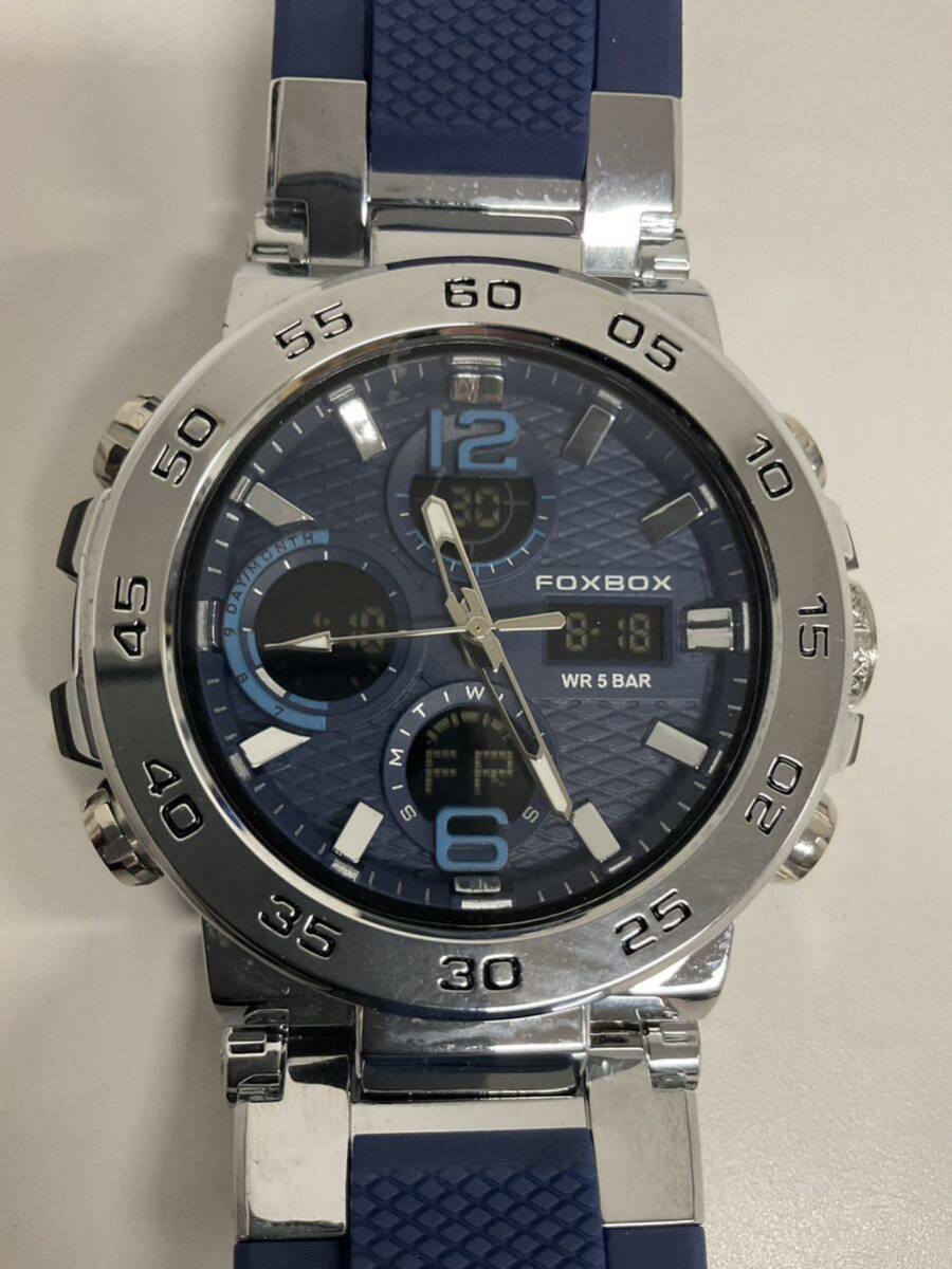 【傷や汚れあり】代TW048-60 FOXBOX デュアルウォッチ メンズ クォーツ ネイビー WR 50M 腕時計 （稼働品）の落札情報詳細 - Yahoo!オークション落札価格検索 オークフリー