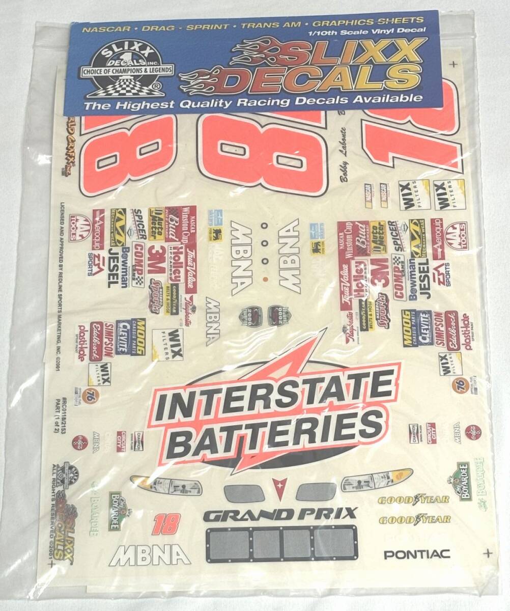 【未使用】未開封 Slixx Decals 1/10 ボビー・ラボンテ Bobby Labonte ナスカー ウィンストンカップ デカール ...
