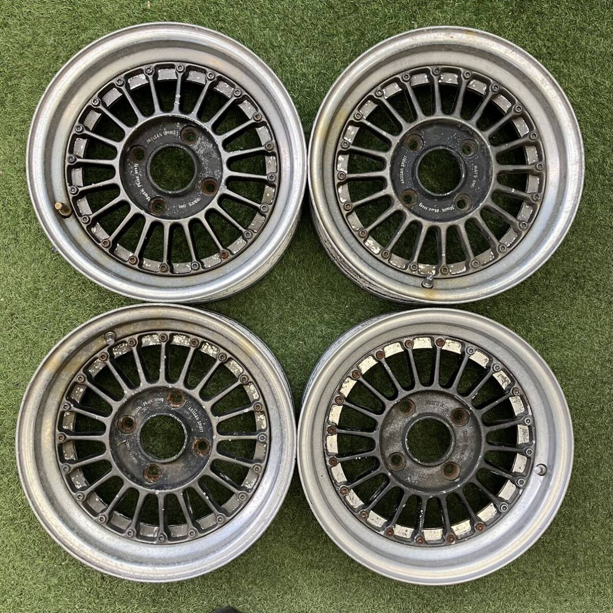 【傷や汚れあり】【0224】★深リム 旧車★14インチ 14×6J RAYS VOLK RACING ARTISAN SPIRIT レイズ ET16 PCD114.3 4穴 ハブ径73 アルミ ...