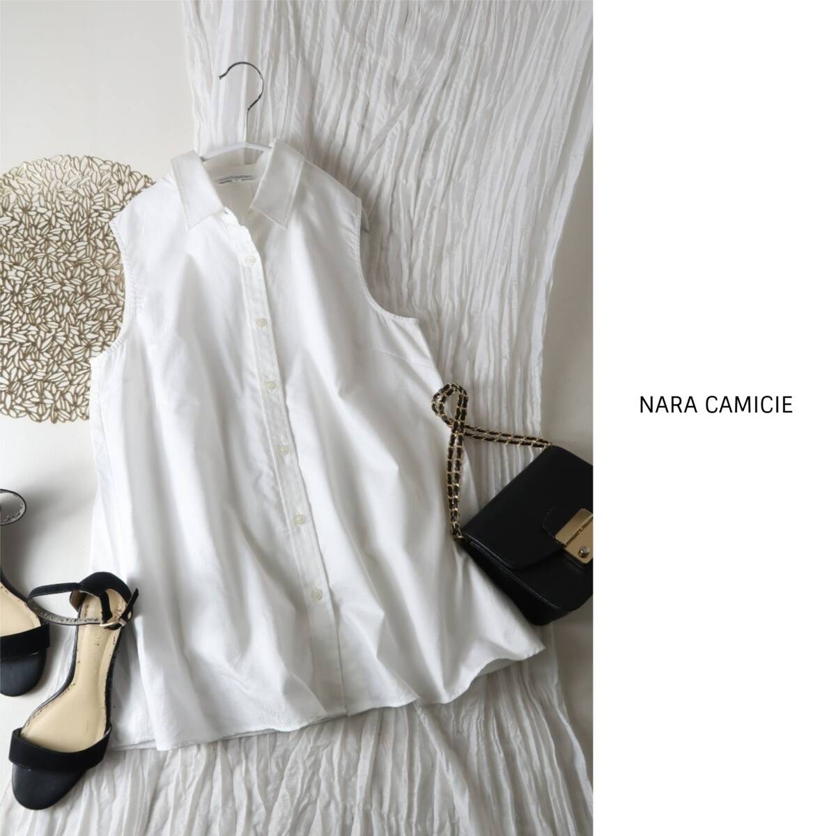 【未使用に近い】超美品☆ナラカミーチェ NARA CAMICIE☆洗える コットン100% Aライン ノースリーブシャツ IIサイズ☆A-O 4919の落札情報詳細 - Yahoo ...