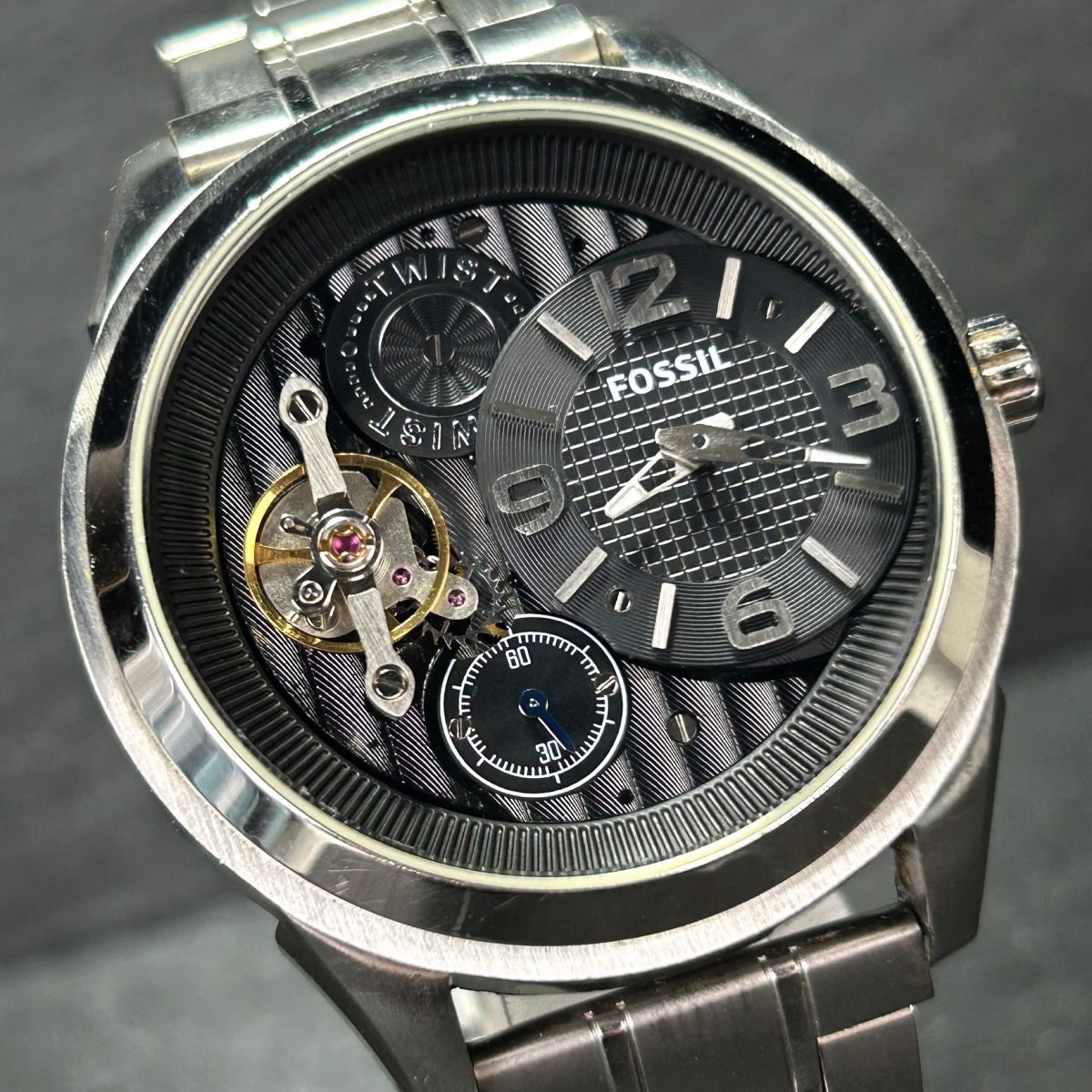 【目立った傷や汚れなし】美品 FOSSIL フォッシル TWIST ME-1090 腕時計 オートマチック 自動巻き アナログ スモール ...