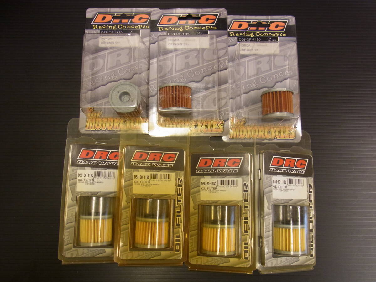 【未使用に近い】DRC オイルフィルター D58-80-1180 4個 D58-OF-1180 3個 まとめて7個 未使用品 長期保管品 ホンダ CRF150 CRF150R CRF250R ...