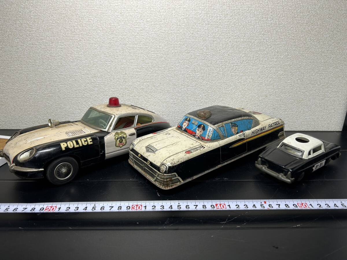【目立った傷や汚れなし】ブリキ パトカー まとめ売り JAGUAR POLICE 135 HIGHWAY PATROL USA 昭和 レトロ ...