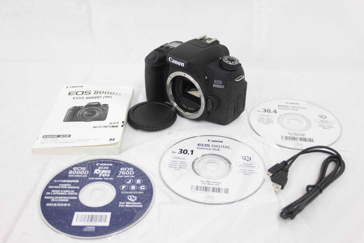 【傷や汚れあり】Y2242 キャノン Canon EOS 8000D デジタル一眼 ボディ 説明書・CD-ROM・USBケーブルセット ...