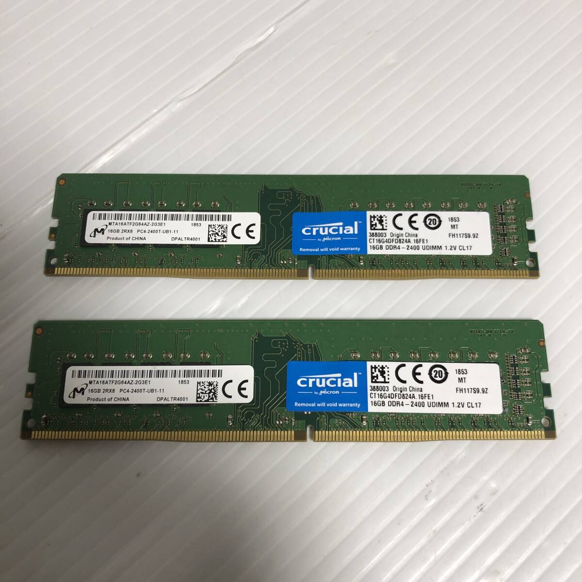 【傷や汚れあり】デスクトップパソコン用 16GB x 2枚 32GB PC4-19200 DDR4 2400 UDIMM Crucial CT16G4DFD824Aの落札情報詳細 ...