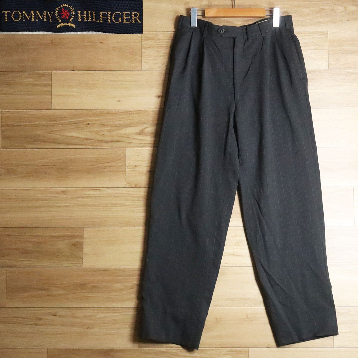 【目立った傷や汚れなし】a3y Y7 23 4 アメリカ古着 Tommy Hilfiger トミー ヒルフィガー ストライプ スラックス
