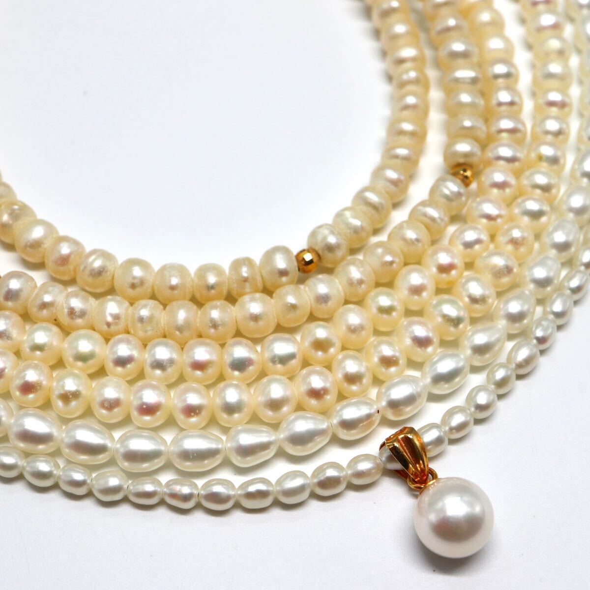 【目立った傷や汚れなし】1円〜!!《K18/K14 本真珠ネックレス4点おまとめ》J 約38.3g 約41.0-48.0cm パール pearl necklace プリンセス EA0/EA2 ...