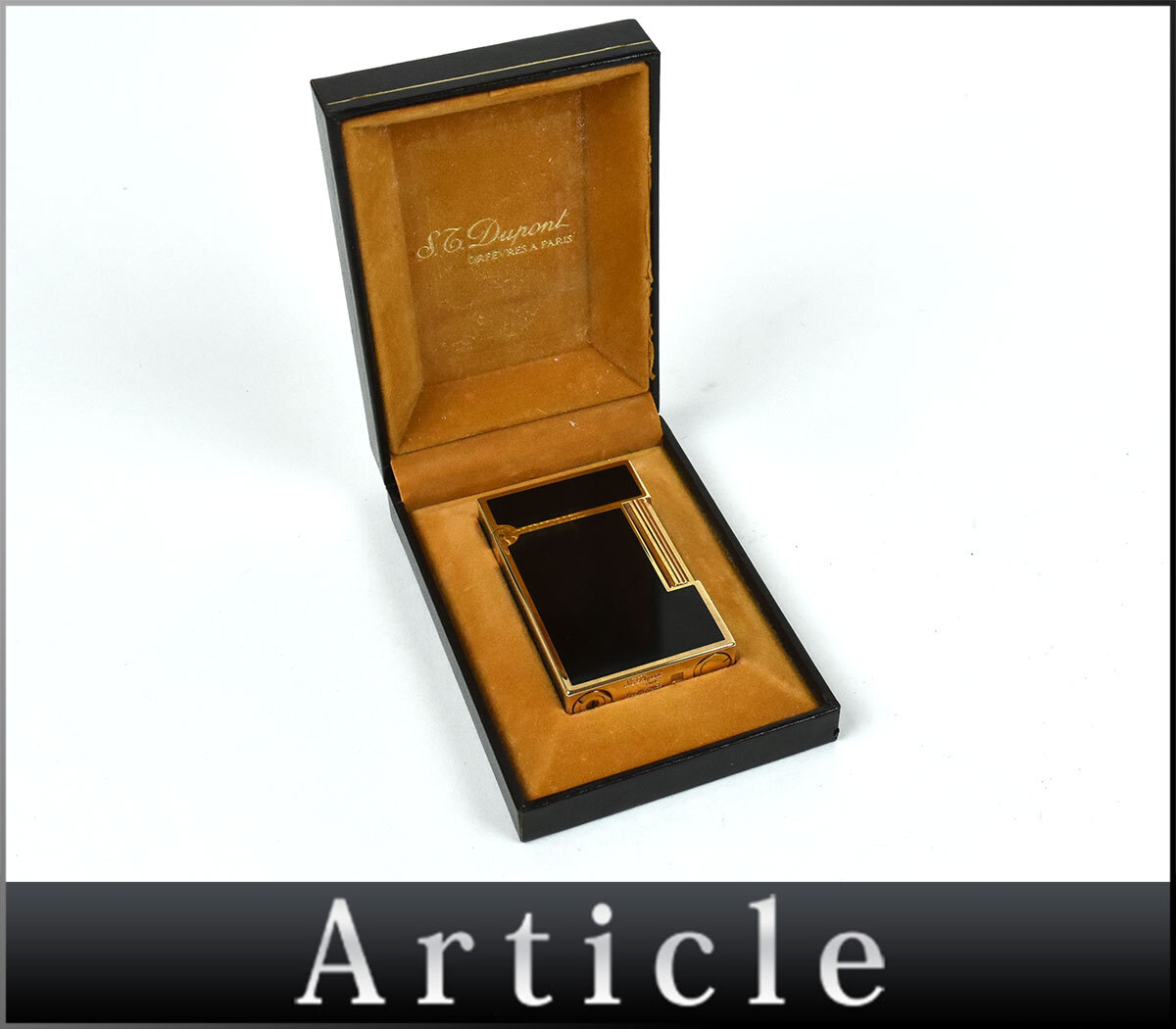 【やや傷や汚れあり】208175★着火未確認 S.T. Dupont デュポン ライン2 ガスライター ライター 真鍮 ブラック ゴールド ...