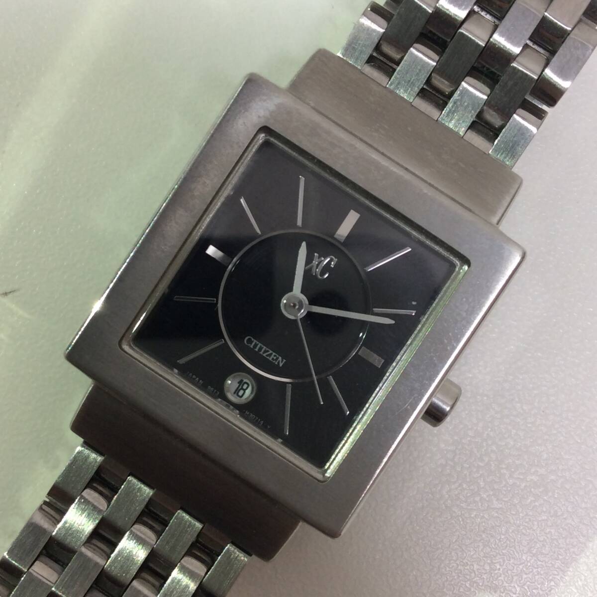 【目立った傷や汚れなし】 0938 CITIZEN シチズン XC クロスシー 腕時計 9613-H18211 動作未確認 テスター× 黒文字 ...