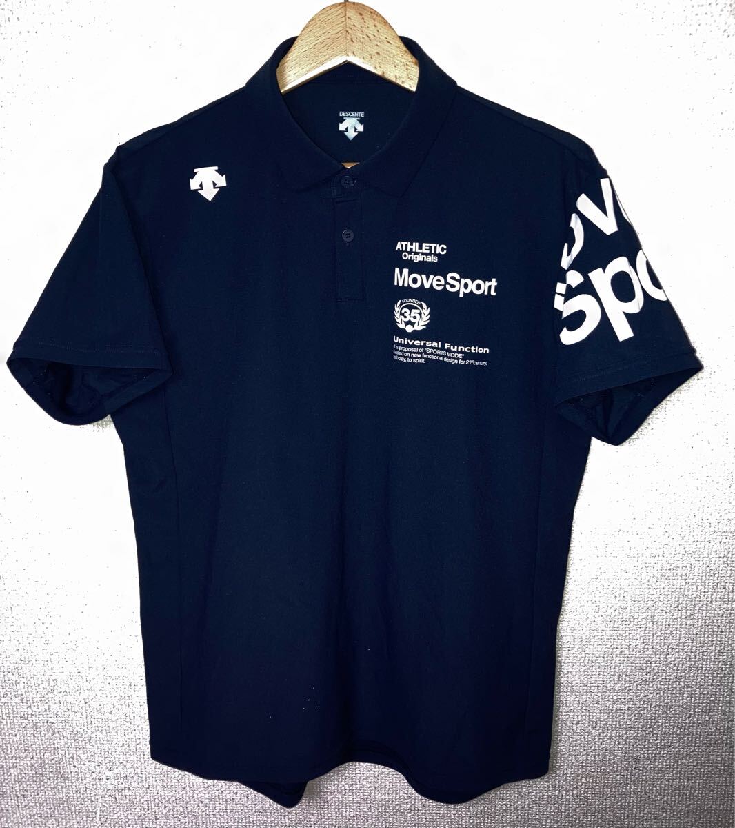 【目立った傷や汚れなし】DESCENTE Move Sport SUNSCREEN POLO デサント ムーブスポーツ サンスクリーン ドライ ポロシャツ ネイビー Lサイズ DMMTJA70 ...