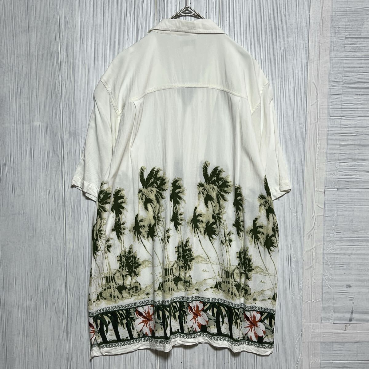 【目立った傷や汚れなし】CHEROKEE チェロキー オープンカラー ハワイアンシャツ アロハシャツ ホリゾンタルパターン ヤシの木 ハイビスカス レーヨン サイズLの落札情報詳細 ...