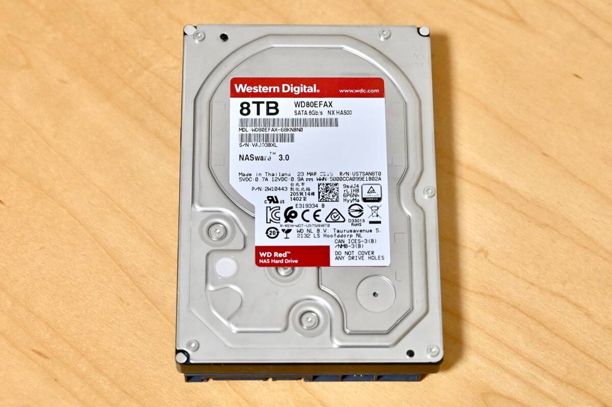【目立った傷や汚れなし】Western Digital WD80EFAX 8TB 3.5inch ハードディスク 動作確認済 正常判定の落札 ...