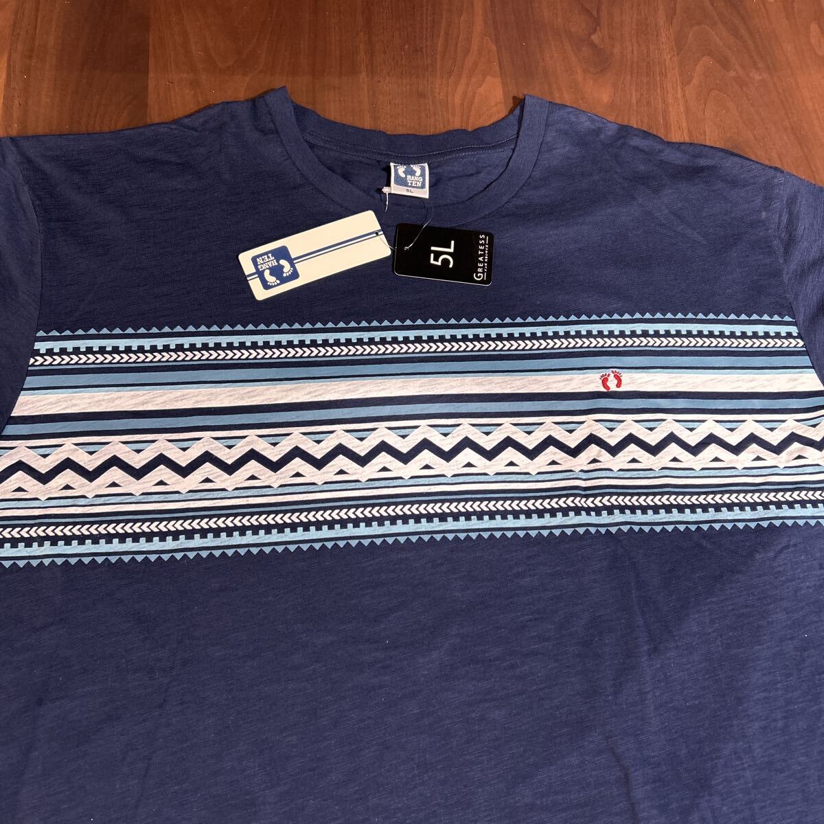 【未使用】未使用 HANG TEN 大きいサイズ5L 長袖 Tシャツ ロンT コン ロゴは刺繍 バックは首下ワンポイント ハンテン コットン ...