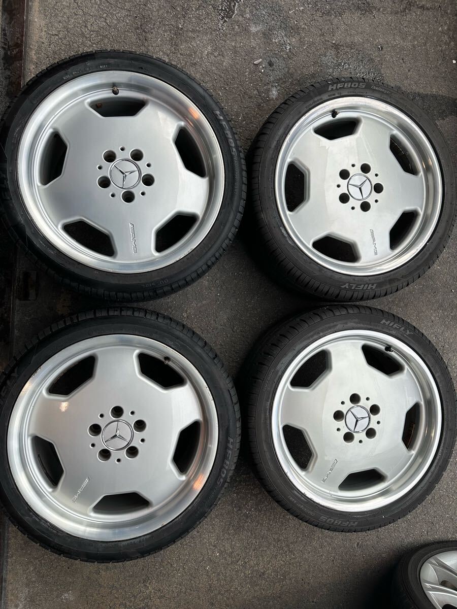 【やや傷や汚れあり】メルセデスベンツAMGホイール 18インチ 8J 9J 4本タイヤセット ハイフライタイヤ8部山 W210、W124、R129、W202 E50、E55、C55、C43等の ...