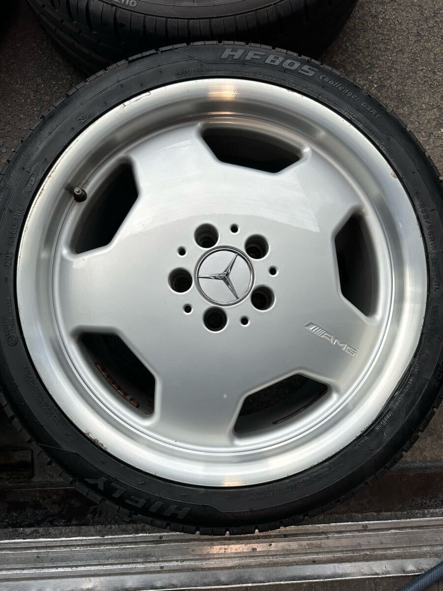 【やや傷や汚れあり】メルセデスベンツAMGホイール 18インチ 8J 9J 4本タイヤセット ハイフライタイヤ8部山 W210、W124、R129、W202 E50、E55、C55、C43等の ...