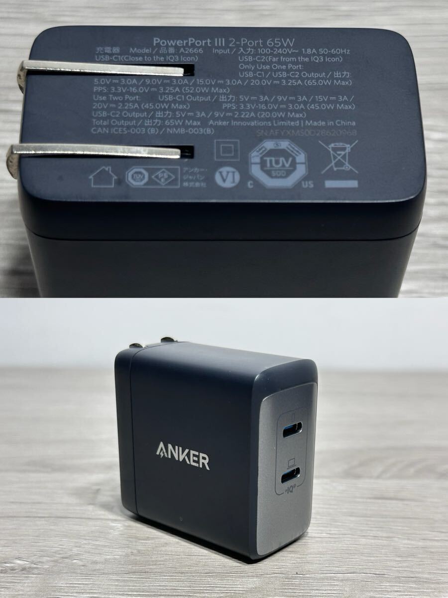 【傷や汚れあり】★ k.538 ANKER アンカー PowerPort III 2-Port 65W PowerCore A2666 ...