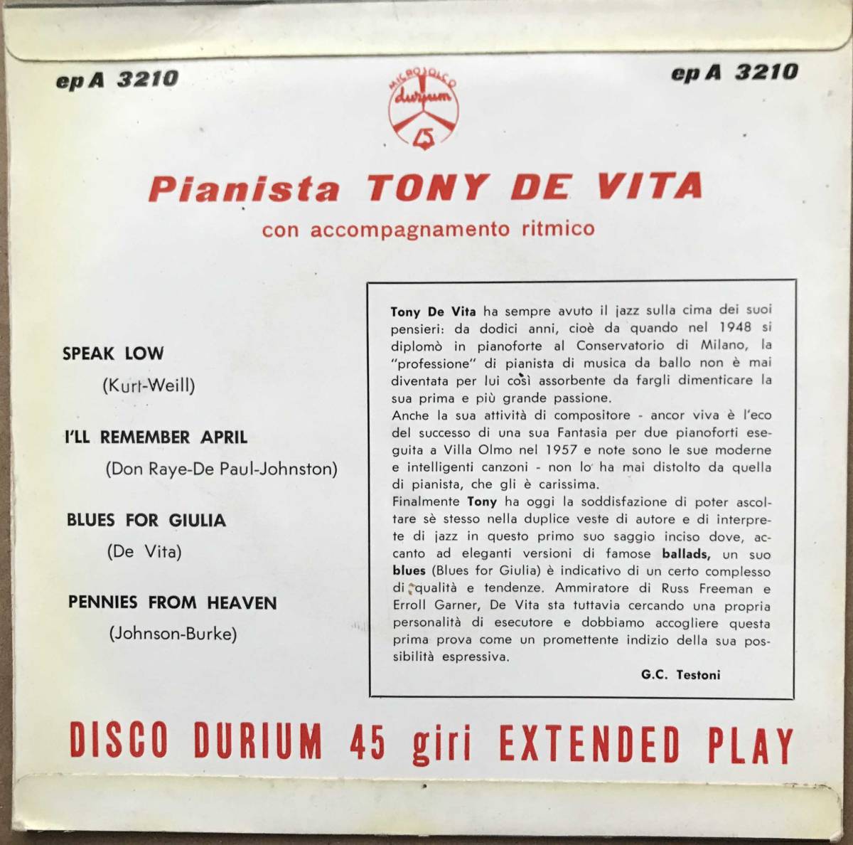 鬼レア！ ORG！ Tony De Vita - Speak Low 検/オルガン サバービア の落札情報詳細| ヤフオク落札価格情報 オークフリー