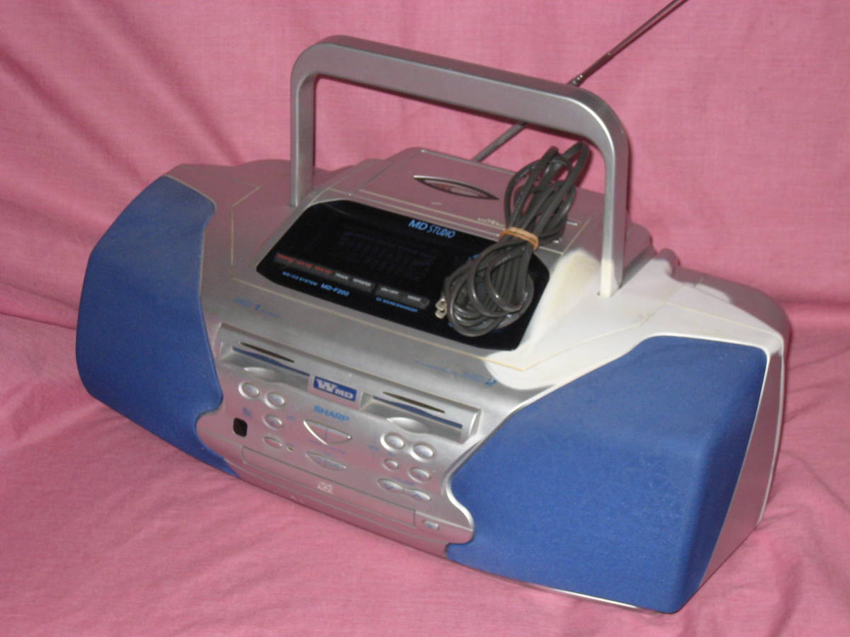 SHARP MD STUDIO 【MD-F200-S】 MD/CD システム ダブルMD（CD/MDデッキ）（ラジカセ形状タイプ）★動作確認の ...