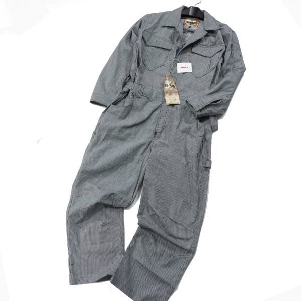 【新品】【新品 未使用】 ZACK STYLES GOLD ザックスタイルズ ゴールド ヒッコリー風 ストライプ オールインワン つなぎ Sz ...