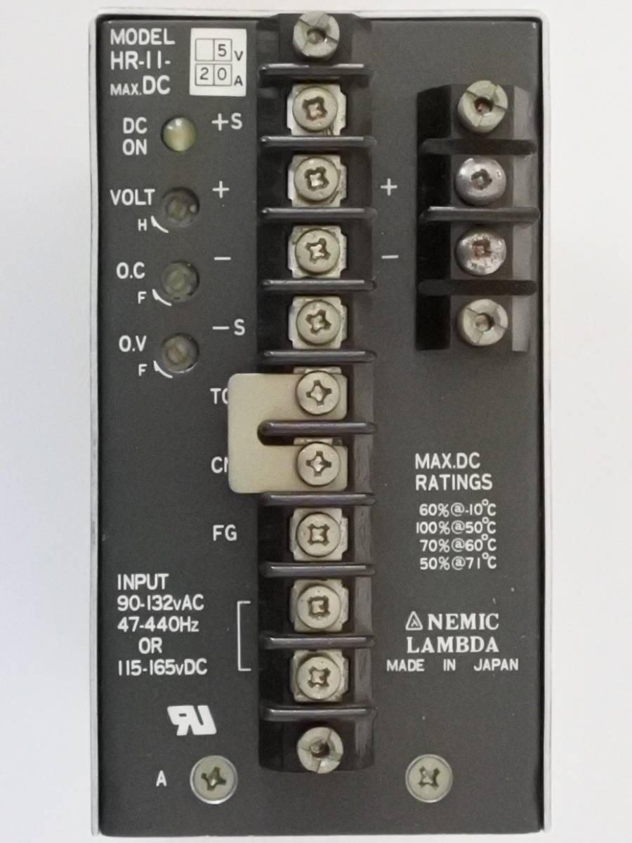 スイッチング電源 ネミック・ラムダ(現 TDKラムダ) NEMIC-LAMBDA HR-11-5 入力:AC90～132V or DC115～165V 出力:DC5V/20A 出力電圧確認済み ...