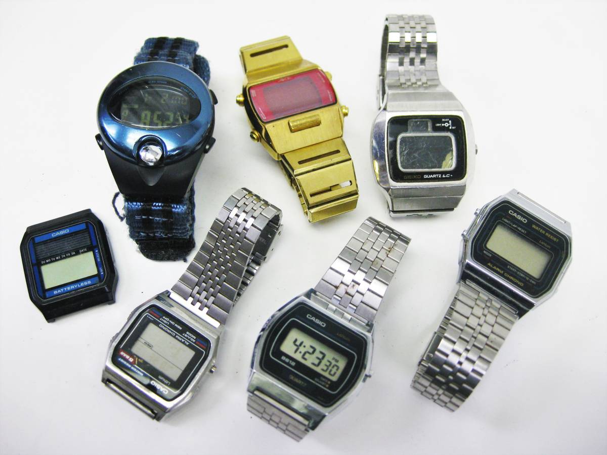 CASIO/カシオ、ALBA/アルバ、SEIKO/セイコー『W-38、FB-50、B612、A155W・SPOON、AKA・0114-0020』デジタルウォッチ 7本セット【B42～】の落札 ...