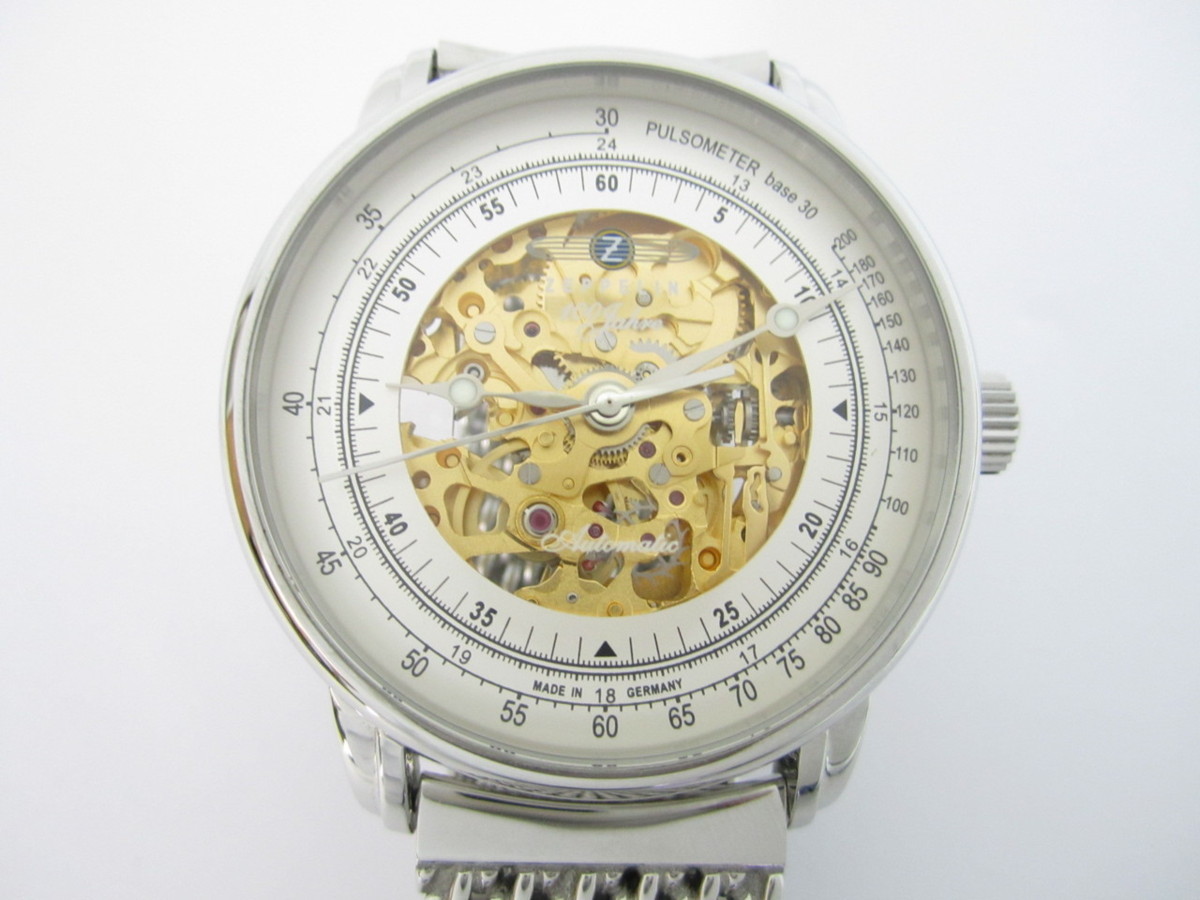 【N-8351】動作品 美品 ZEPPELIN ツェッペリン Special Edition 100 Years Zeppelin メンズ腕時計 8656-1 自動巻き スケルトン【千円市場 ...