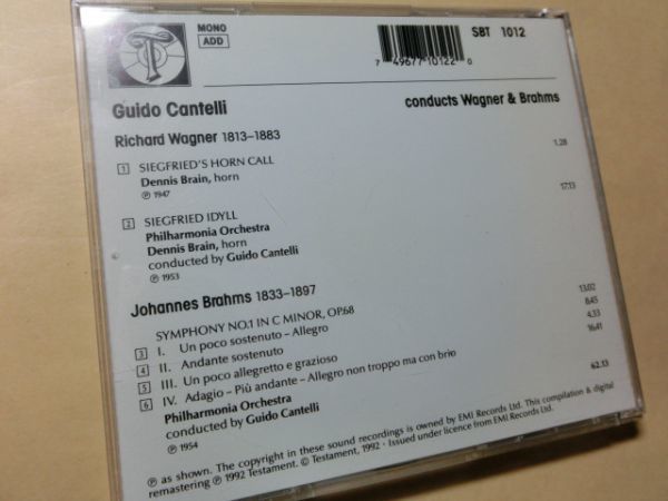 【やや傷や汚れあり】(o0167)グィード・カンテッリ指揮集（ブラームス: 交響曲第1番、ワーグナー: ジークフリート牧歌 ...