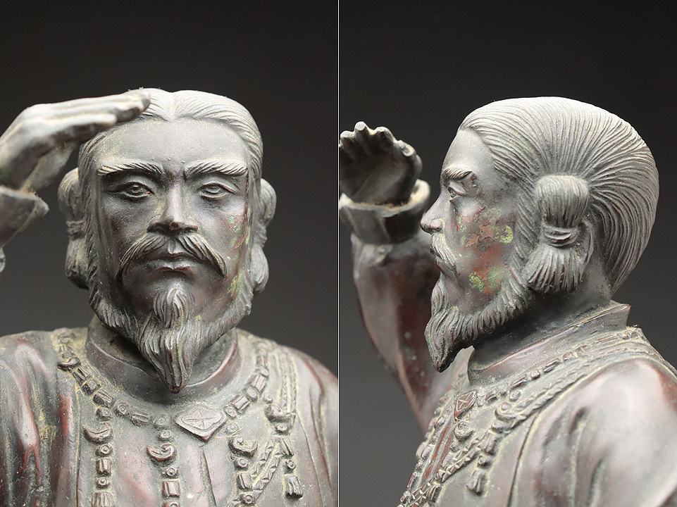 CU296 時代物 金工師 在銘 ブロンズ彫塑「神武天皇御尊像」高34cm 重3.6kg・神武天皇像・人物像 床置 置物の落札情報詳細 - Yahoo!オークション落札価格検索 オークフリー