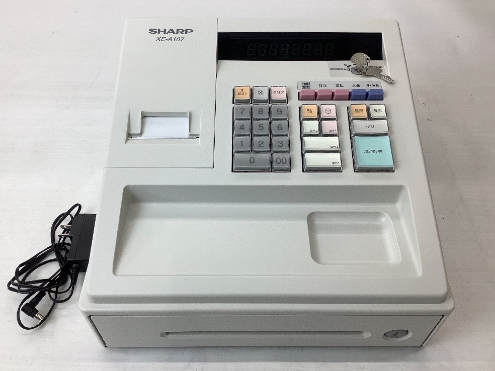 【未使用に近い】SHARP レジスター 鍵2本付き レジロール付き XE-A107-W ボタン/動作/確認済 ACBF 中古品の落札情報詳細 - ヤフオク落札価格検索 オークフリー