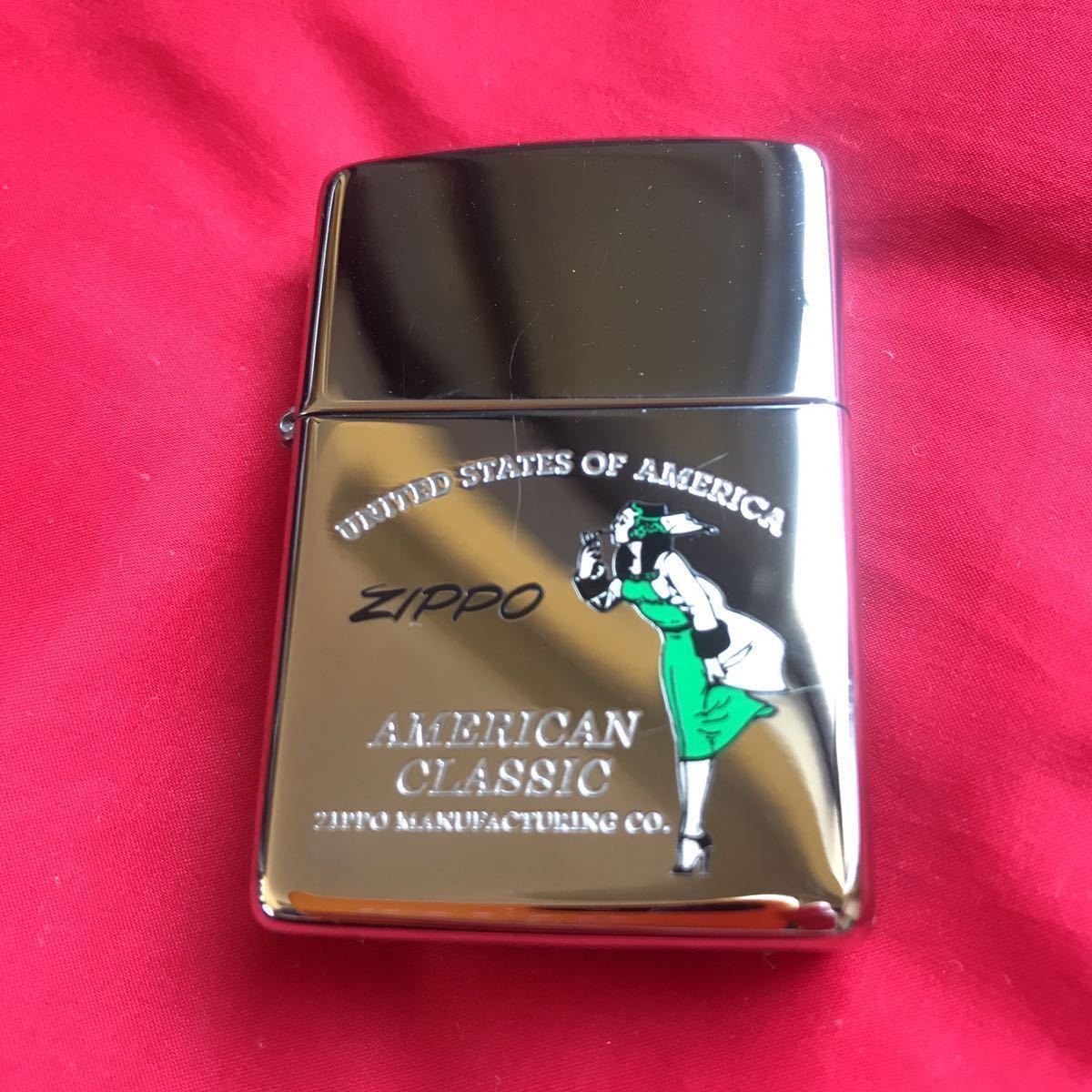 【未使用に近い】★☆ZIPPO AMERICAN CLASSIC ZIPPO Windproof Beauty Windy Girl ...