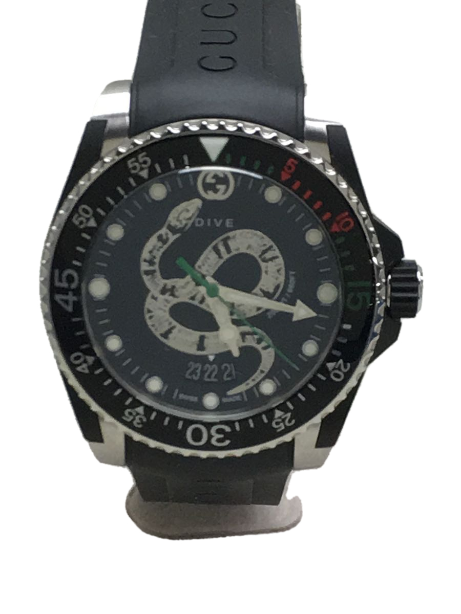 【目立った傷や汚れなし】グッチ GUCCI 腕時計 ウォッチ DIVE YA136323 ダイブ ダイヴ スネーク ヘビ クォーツ 3針 ...