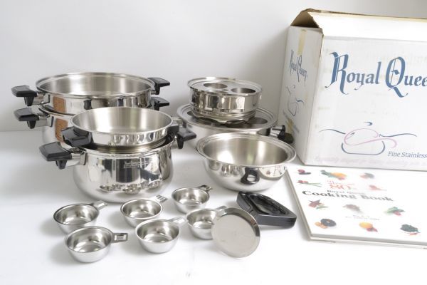 【中古】M443V96V Royal Queen★ロイヤルクイーン★鍋セット★Fine Stainless Steel Cookware★両手 ...