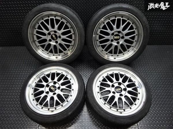 【傷や汚れあり】 希少!! BBS LM LMP076 LMP077 シルバー 鍛造 FORGED 17インチ 7.5J +38 18インチ 9J +42 前後異径 PCD 114.3 5H ...