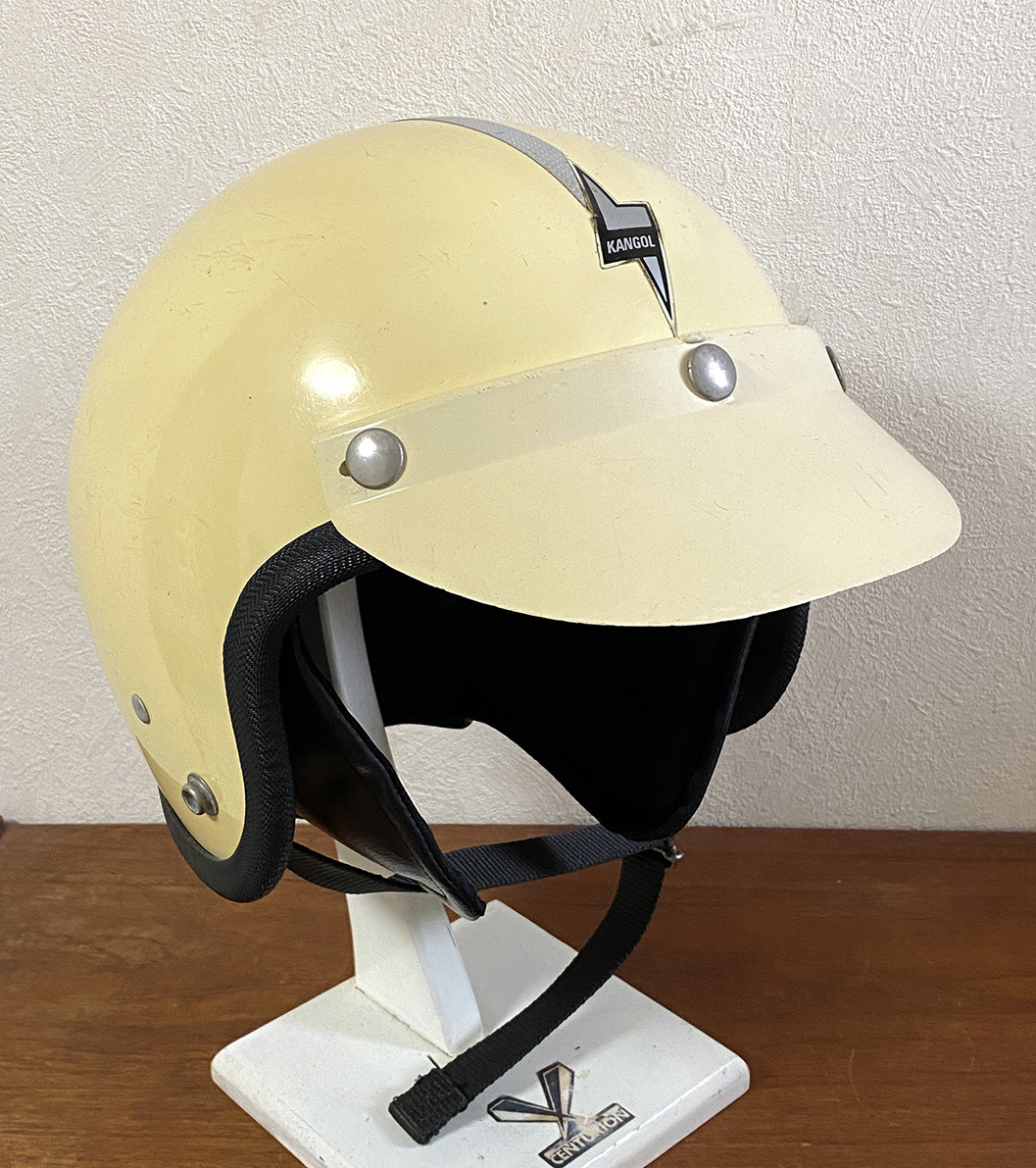1970's 英国 STADIUM Project 6 ジェットヘルメット スタジアム オフホワイト サイズ M 57cm ビンテージ 当時 ...